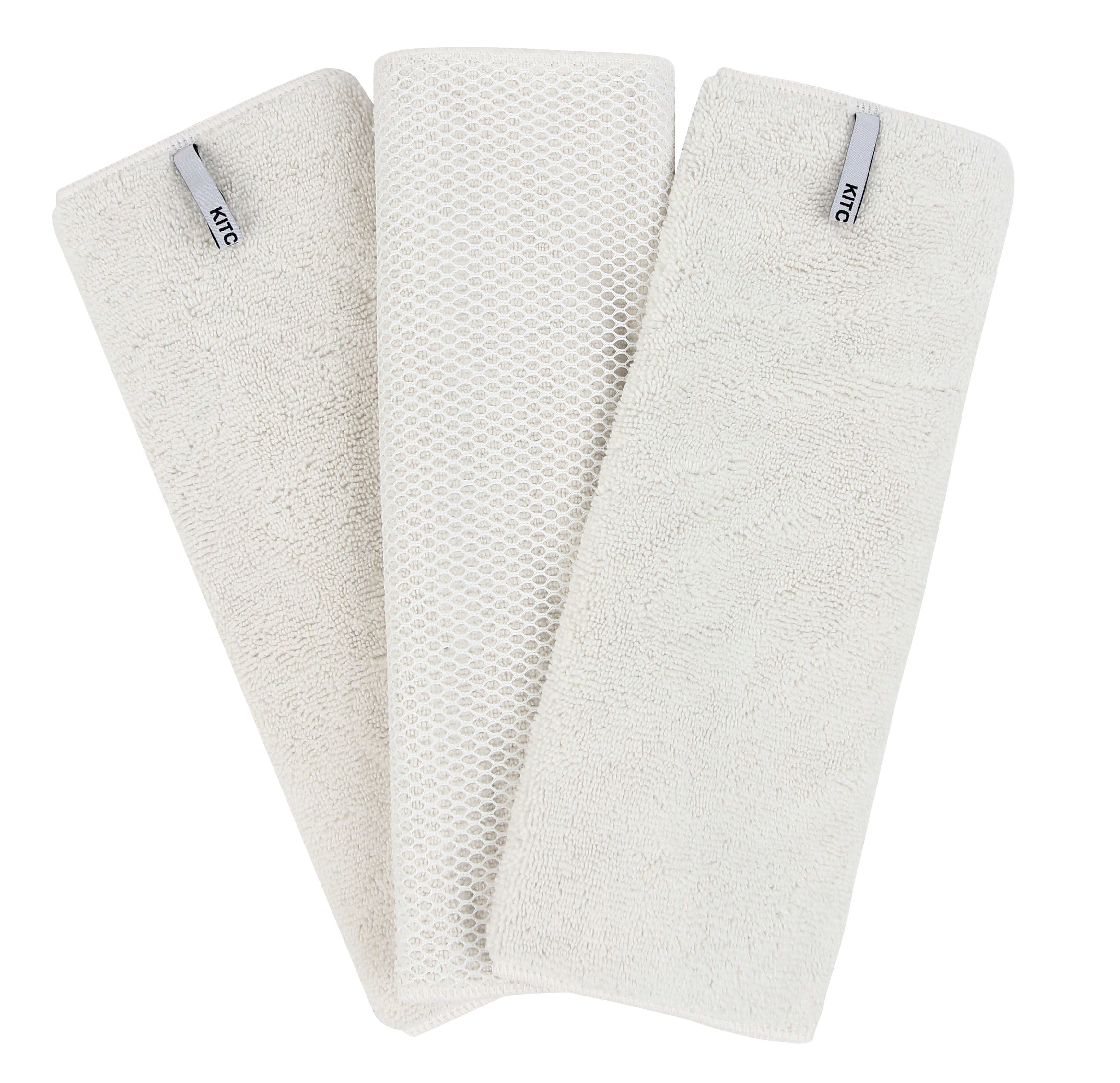 Microfiber Dish Cloths with Mesh Scrub, 3 Pack, White – The Everplush ...